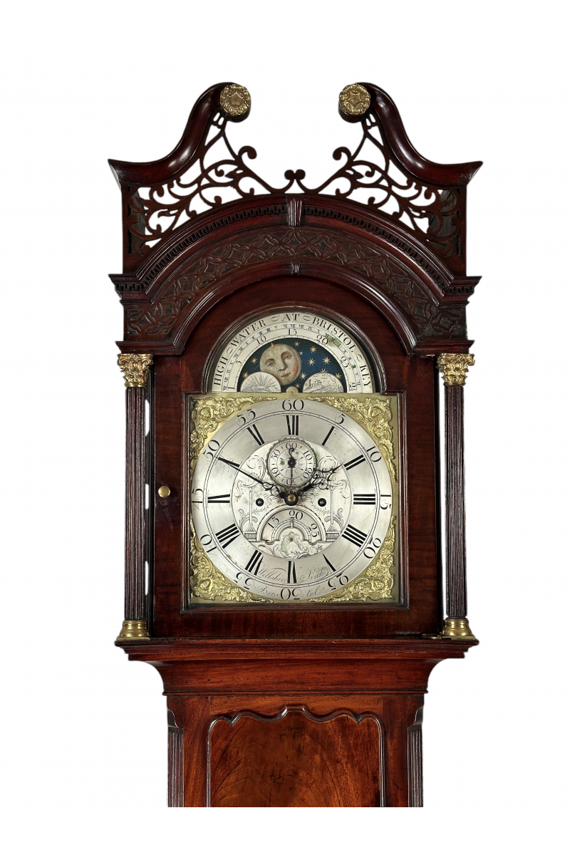An impressive Bristol longcase clock with Moonphase